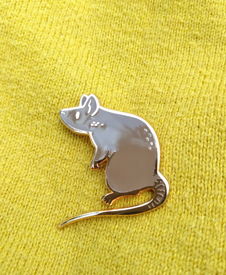 Curious Brown Agouti Rat Rose Gold Enamel Pin - Etsy