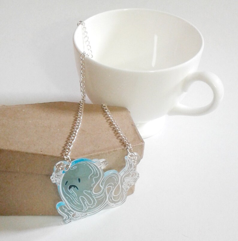 Sad Ghost Clear Acrylic Charm Necklace | Etsy