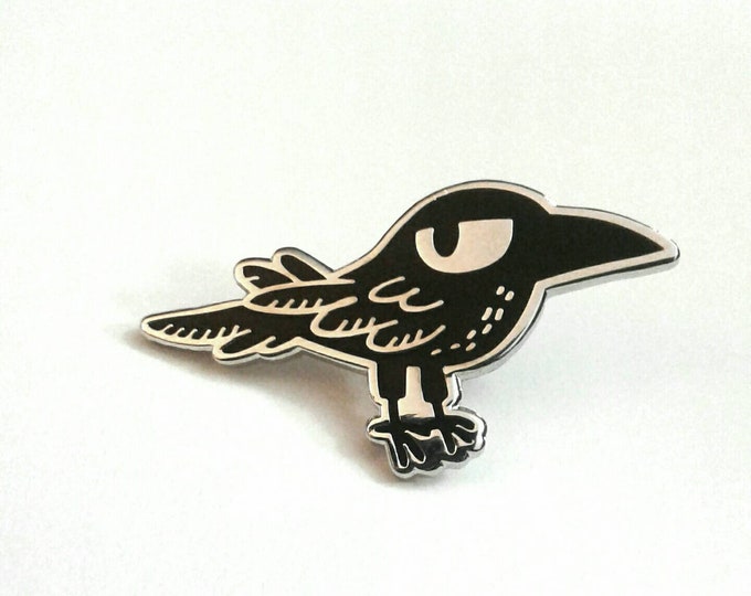 Side Eye Crow Grumpy Raven Enamel Pin - Etsy