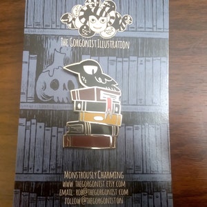 Never to Be Read Crow and Book Stack Hard Enamel Pin With Special ...