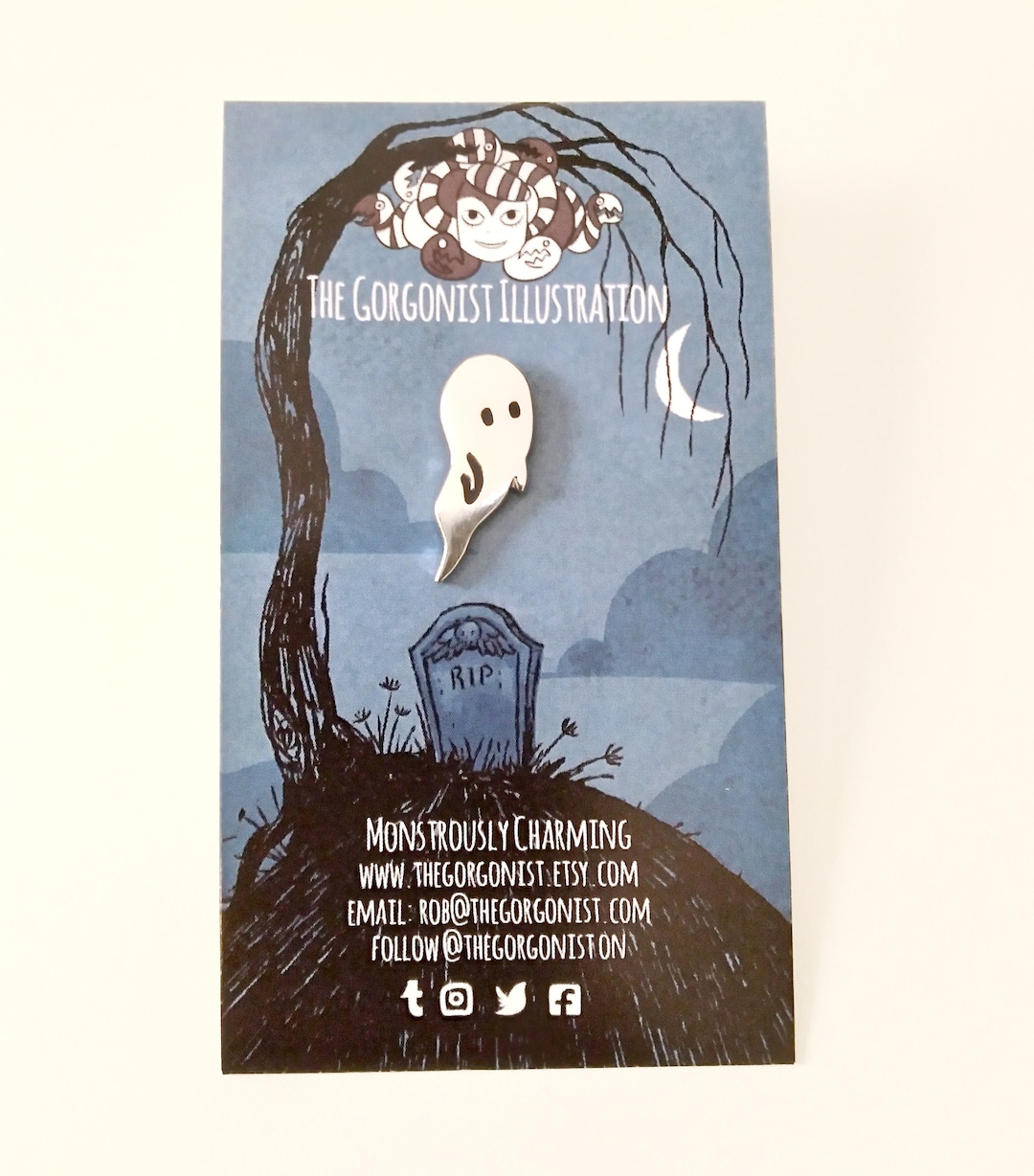 Tiny Ghost Hard Enamel Pin With Cute Backing Card - Etsy