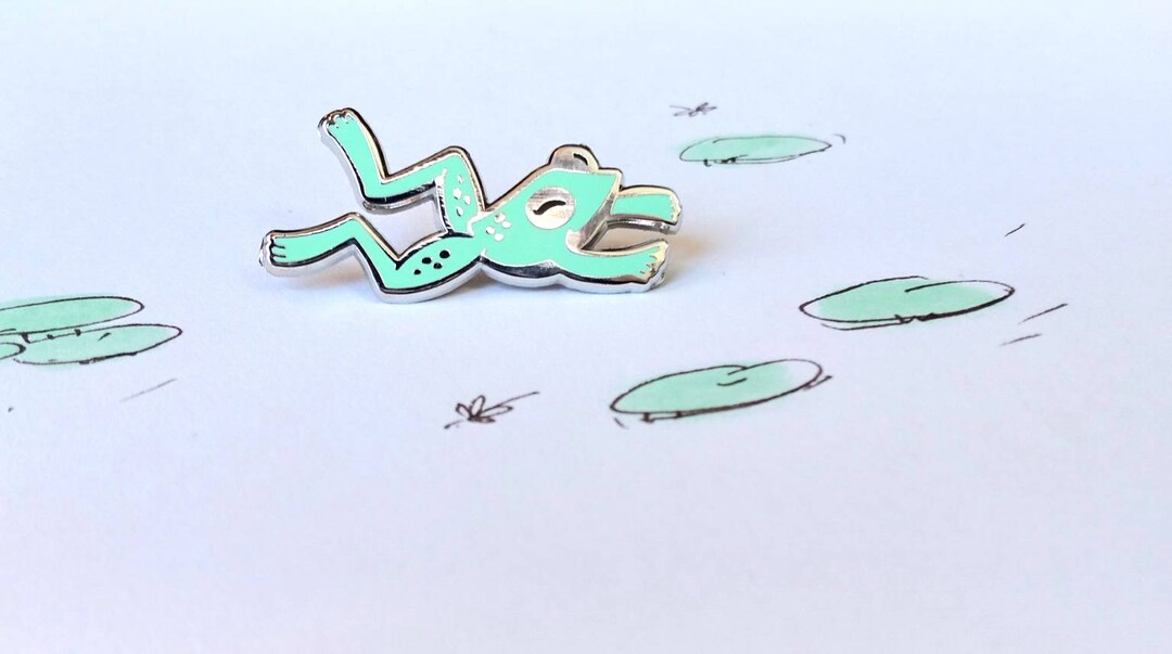 Jumping Mint Green Frog Enamel Pin - Etsy