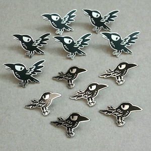 Side Eye Crow Grumpy Raven Enamel Pin - Etsy