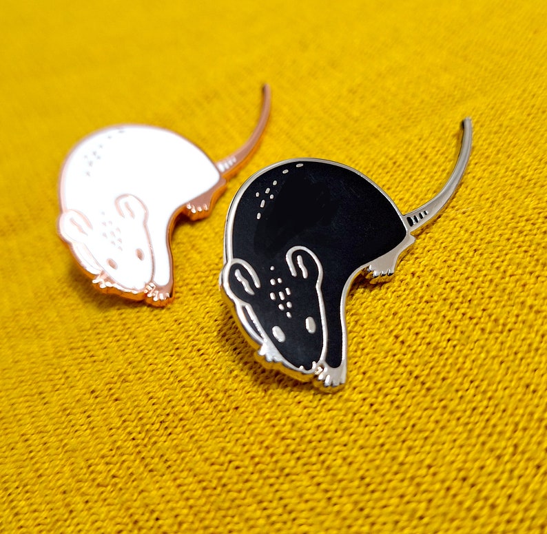 Slinky Black Rat Enamel Pin - Etsy