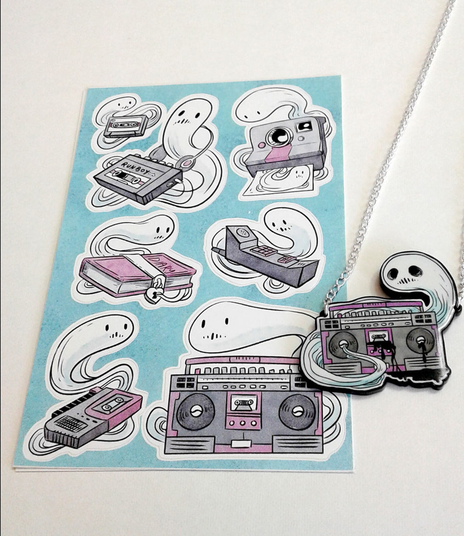 Haunted 80s Retro Dead Format Ghost Sticker Sheet - Etsy