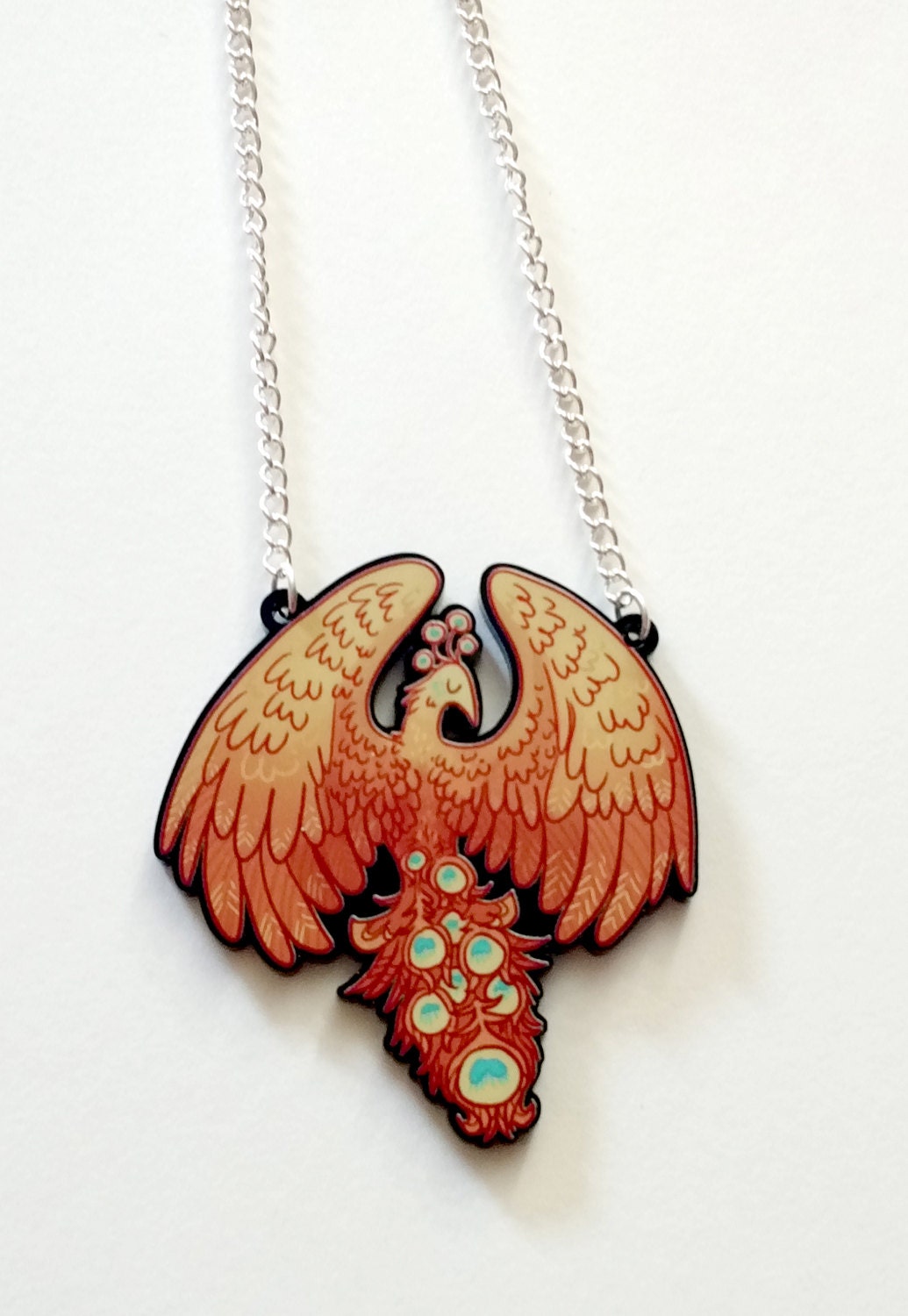 Phoenix Rising Acrylic Charm Necklace - Etsy