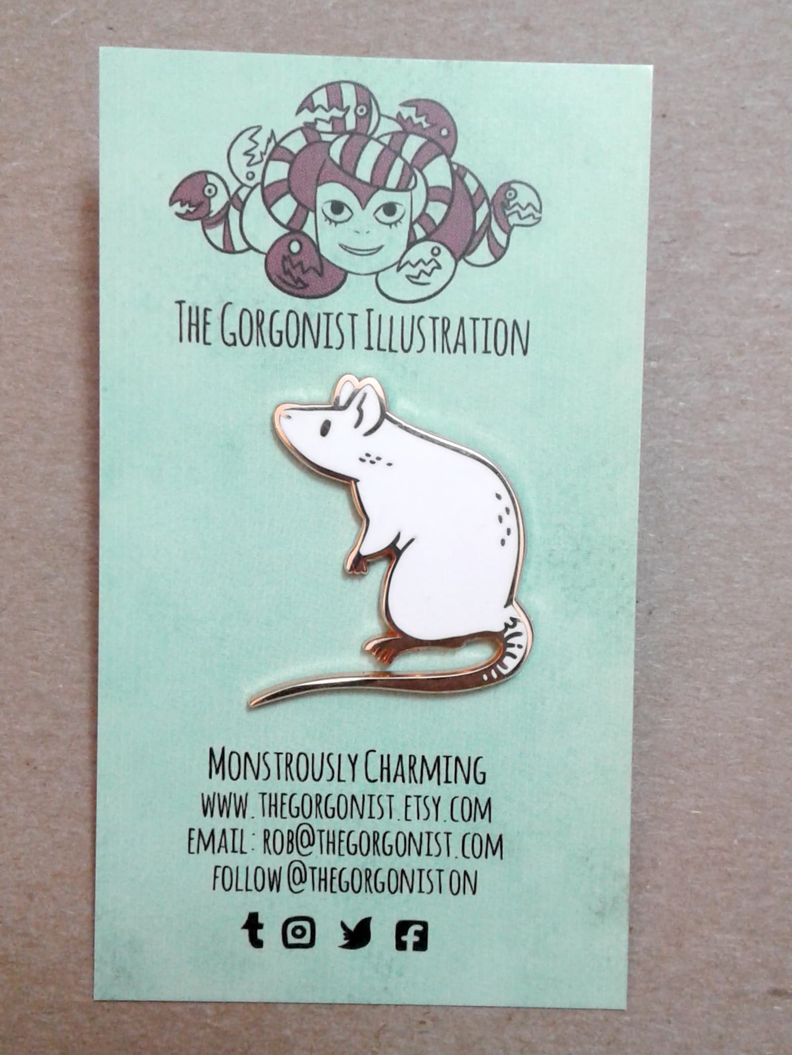 Curious White Rat Rose Gold Enamel Pin - Etsy