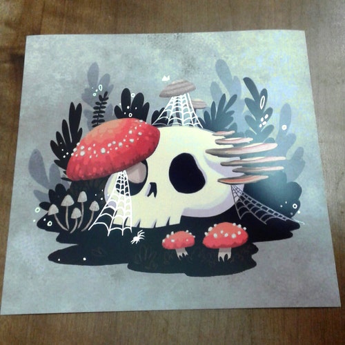 Monarch Skull Square 8x8 Art Print With Gold Foil - Etsy