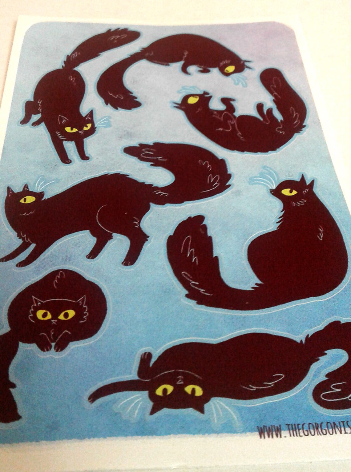 Black Cat Sticker Sheet - Etsy