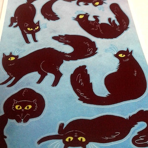 Black Cat Sticker Sheet - Etsy