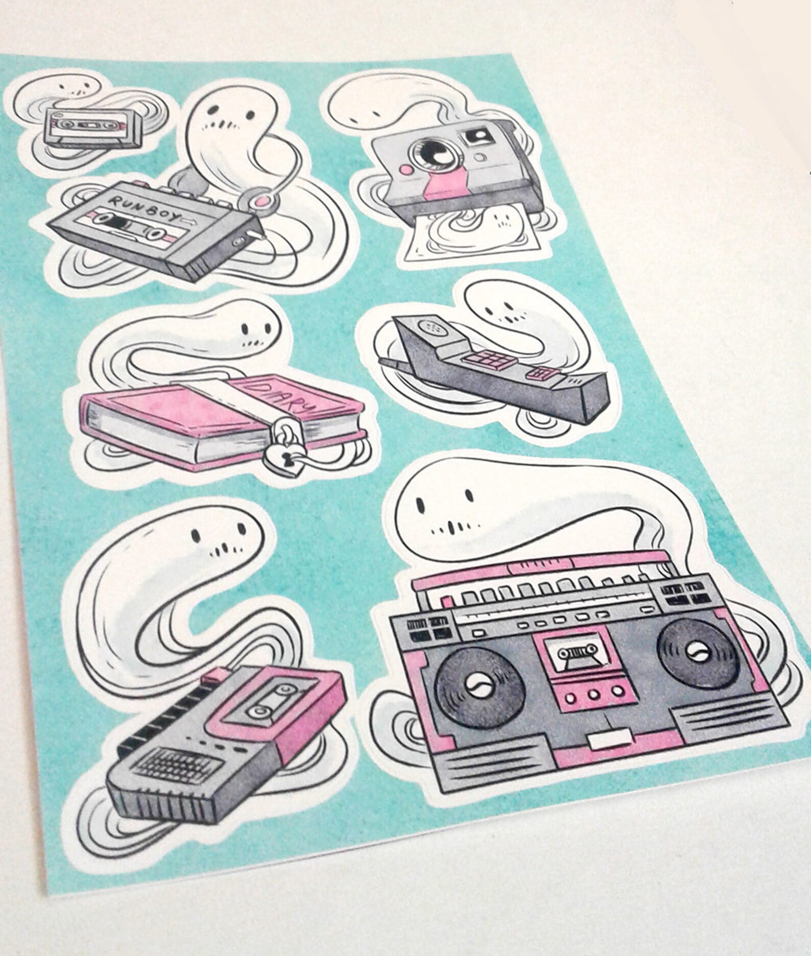 Haunted 80s Retro Dead Format Ghost Sticker Sheet - Etsy