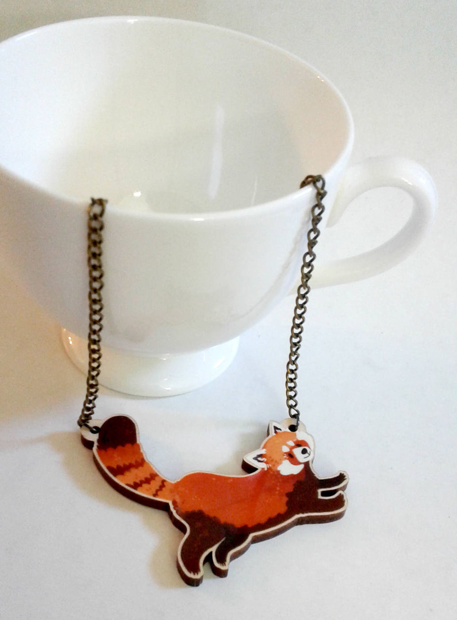 Red Panda Printed Wood Charm Necklace - Etsy