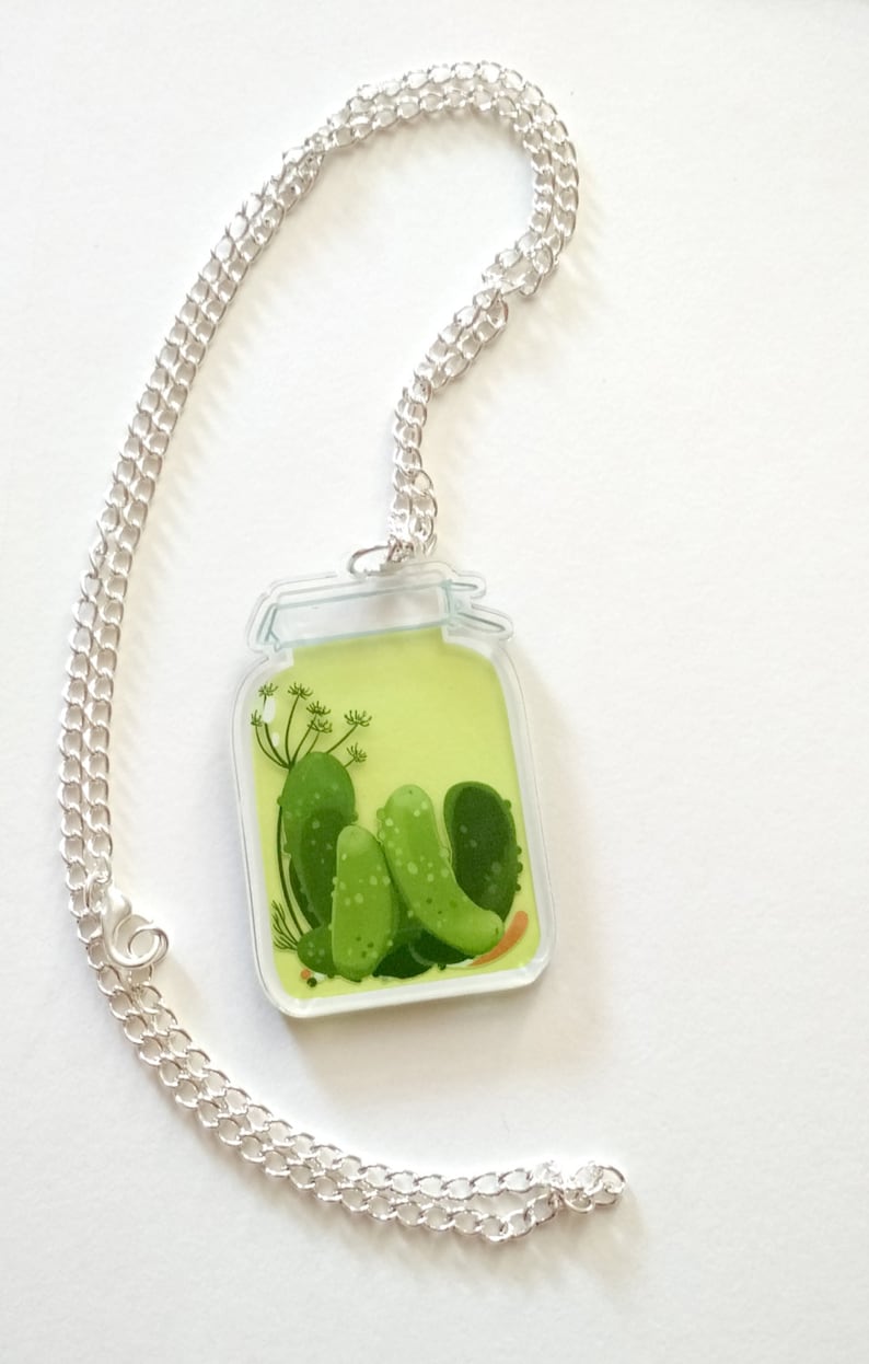 Pickle Jar Clear Acrylic Charm Necklace - Etsy