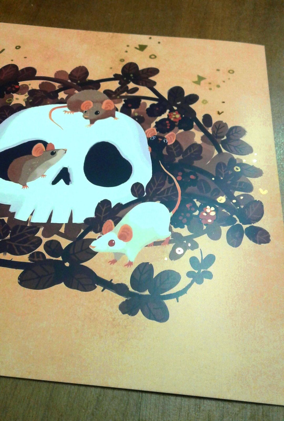 Bramble Mice and Skull Square 8x8 Art Print With Gold Foil - Etsy