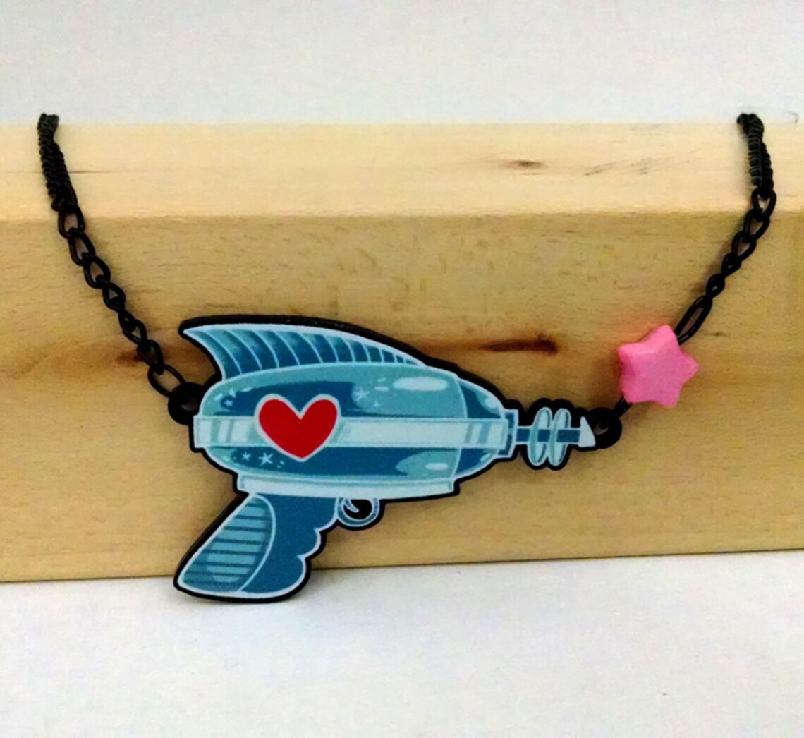 Retro Ray-gun Acrylic Charm Necklace - Etsy