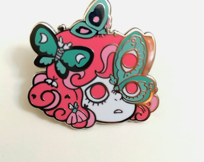 Moth Eye Girl Pastel Goth Luna Moth Variant Creepy Cute Macabre Enamel ...