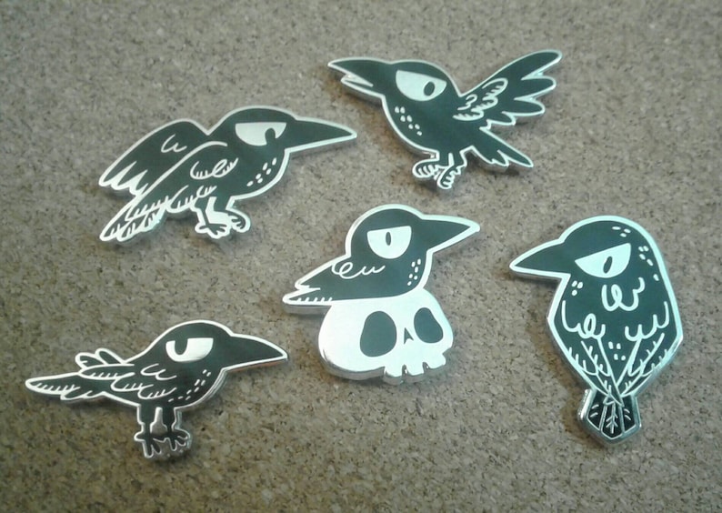 Furious Crow Cute Black Bird Hard Enamel Pin - Etsy