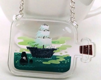 Sinking Titanic Ship in a Bottle Clear Acrylic Charm Necklace - Etsy