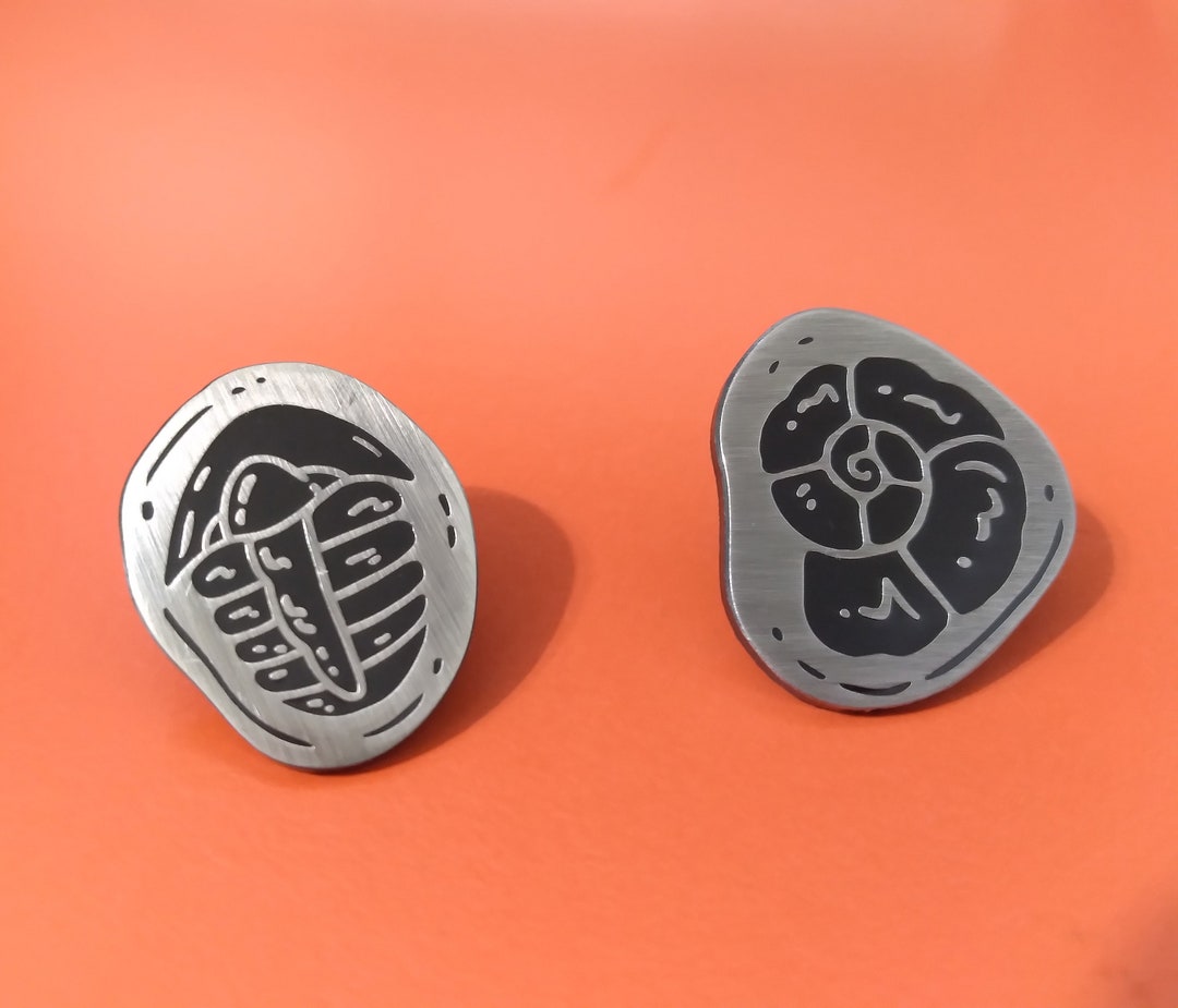 Old Friends Ammonite and Trilobite Fossil Antiqued Metal Hard Enamel ...