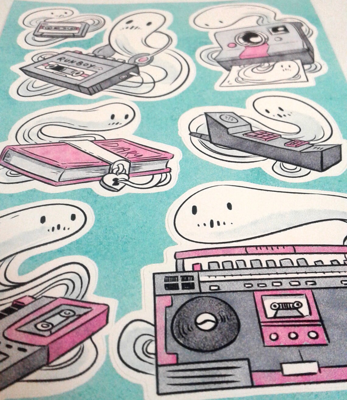 Haunted 80s Retro Dead Format Ghost Sticker Sheet - Etsy