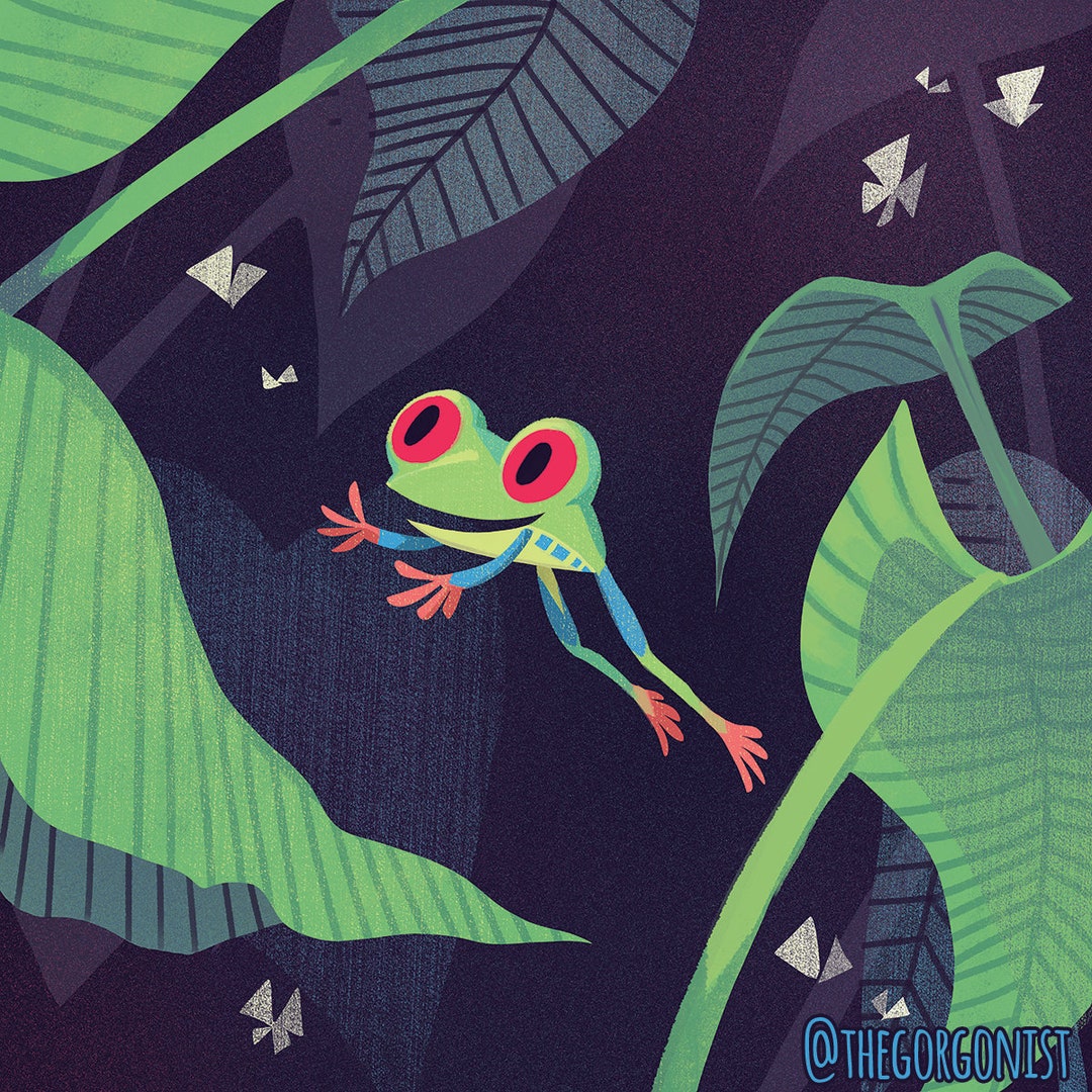 Tree Frog Leap 8x8 Inch Cute Frog Art Print - Etsy