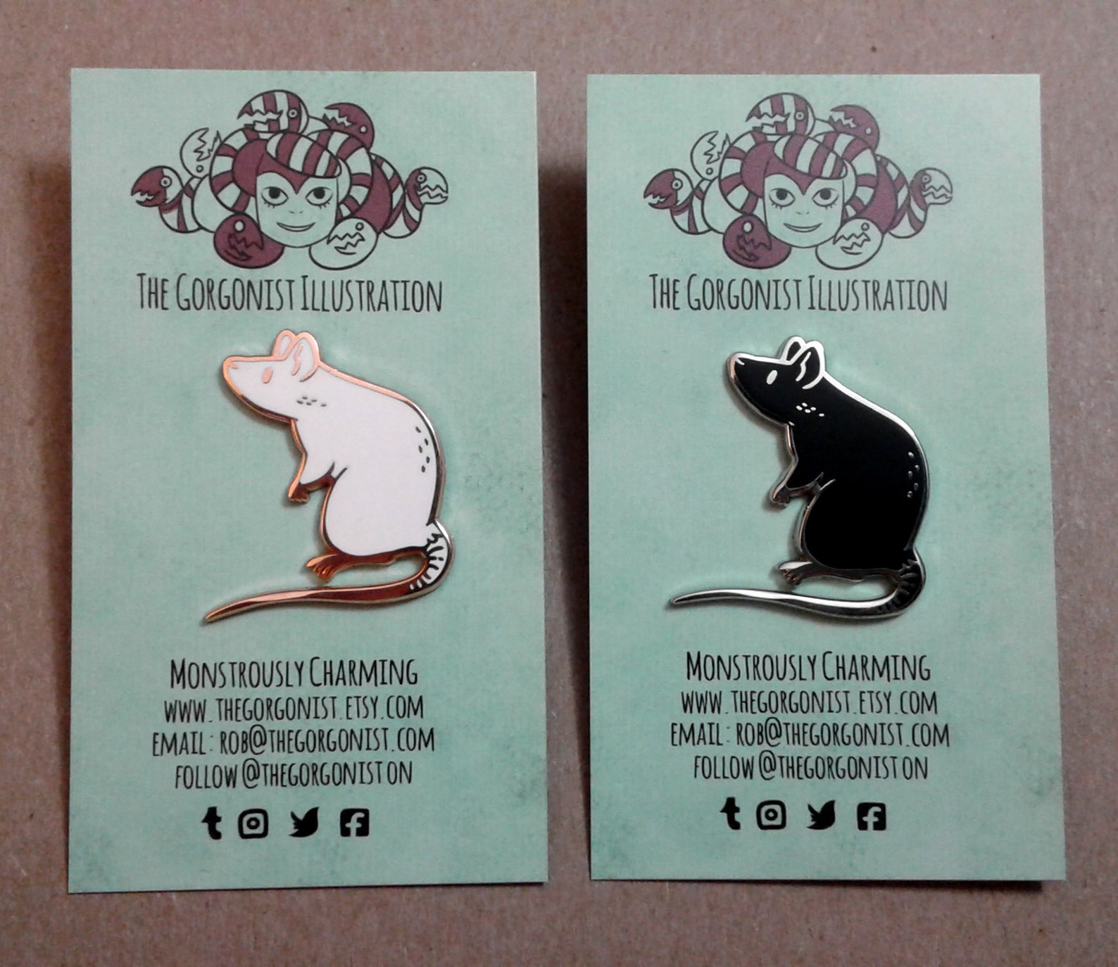 Curious White Rat Rose Gold Enamel Pin - Etsy UK