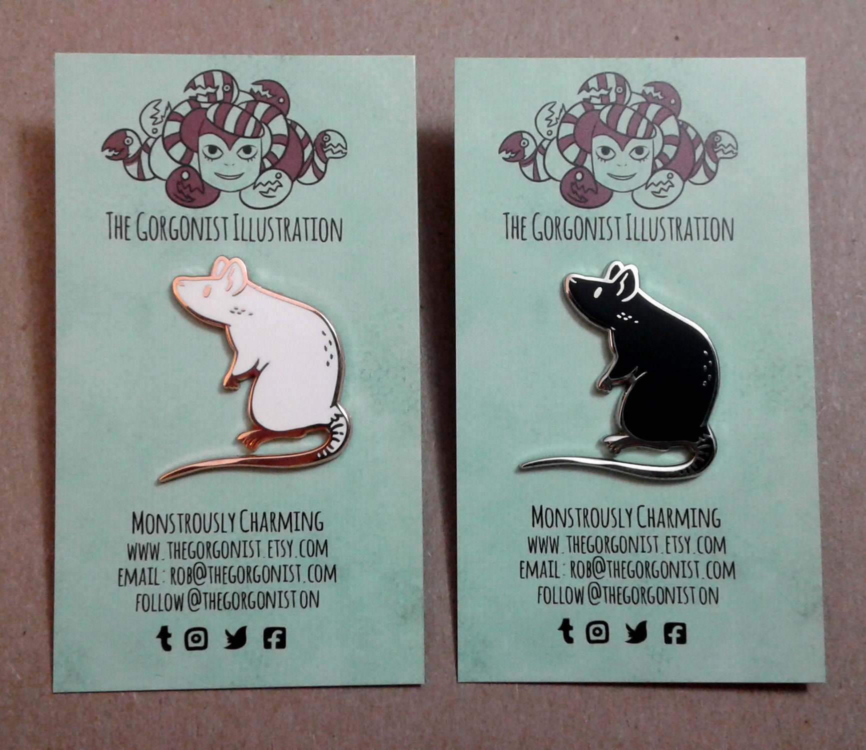 Curious White Rat Rose Gold Enamel Pin - Etsy UK