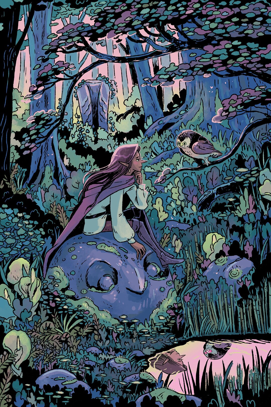 The Owl Pool 8x12 Inch Fantasy Art Print - Etsy