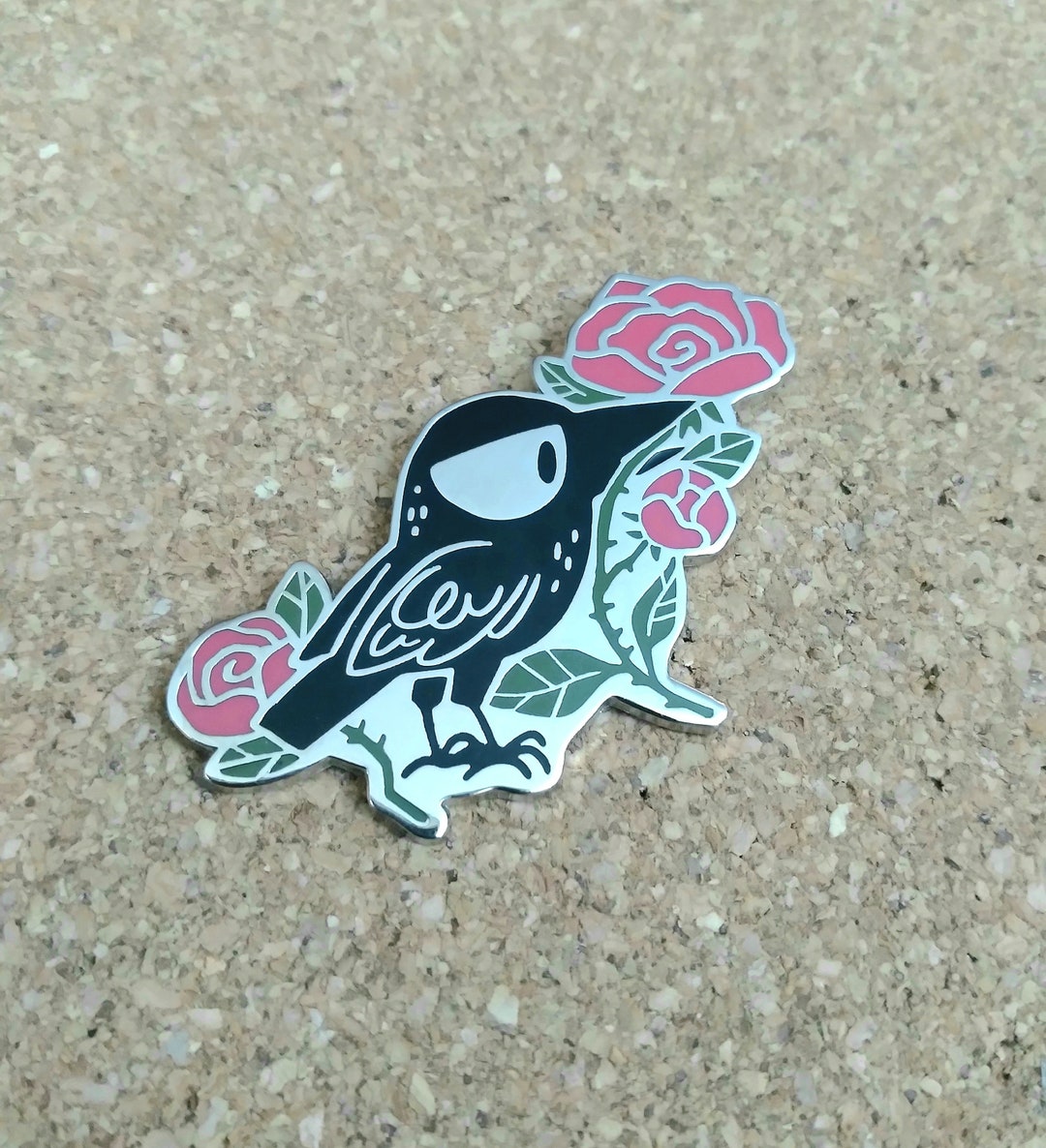 Rose and Raven Grumpy Crow Pin Hard Enamel Pin - Etsy