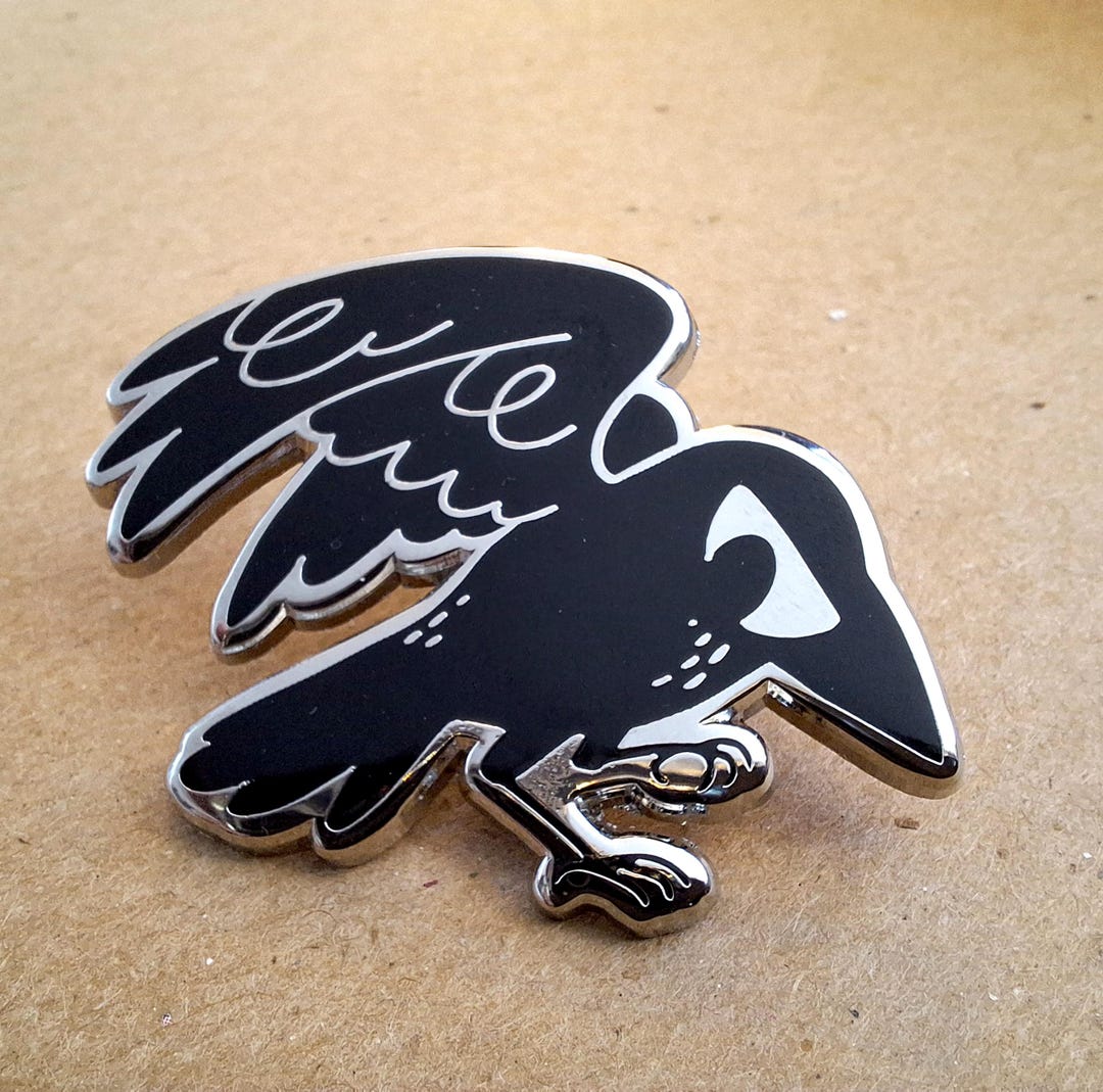 Ruffled Crow Grumpy Raven Enamel Pin - Etsy