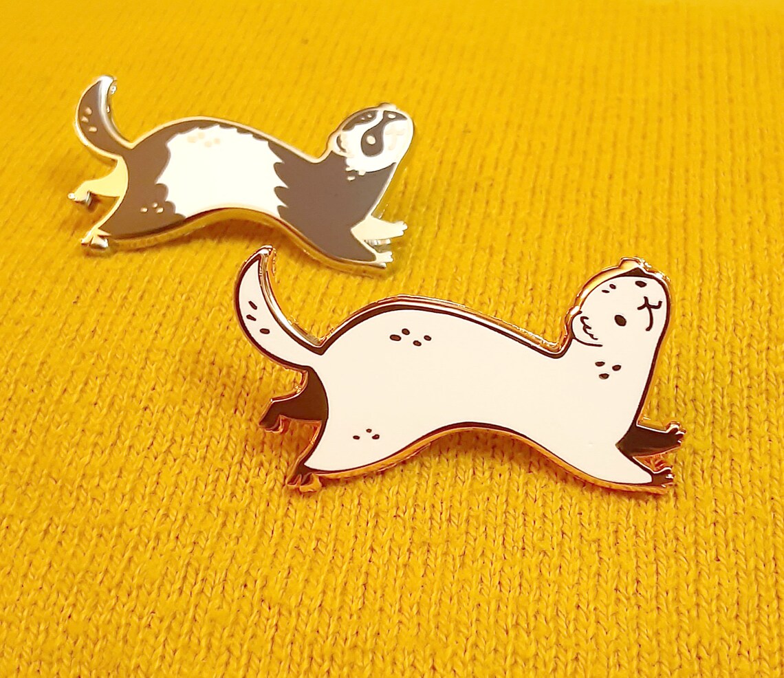 White Pet Ferret Ermine Mink Rose Gold Metal Hard Enamel Pin - Etsy