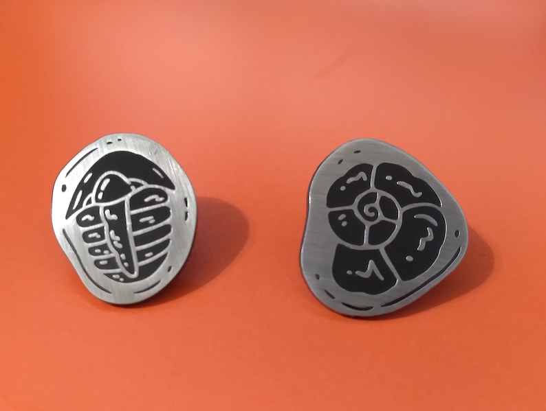 Old Friends Ammonite and Trilobite Fossil Antiqued Metal Hard Enamel ...