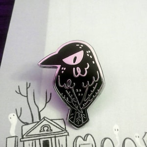 Furious Crow Cute Black Bird Hard Enamel Pin - Etsy