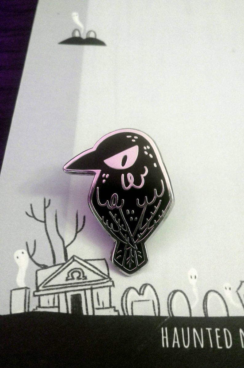 Furious Crow Cute Black Bird Hard Enamel Pin - Etsy
