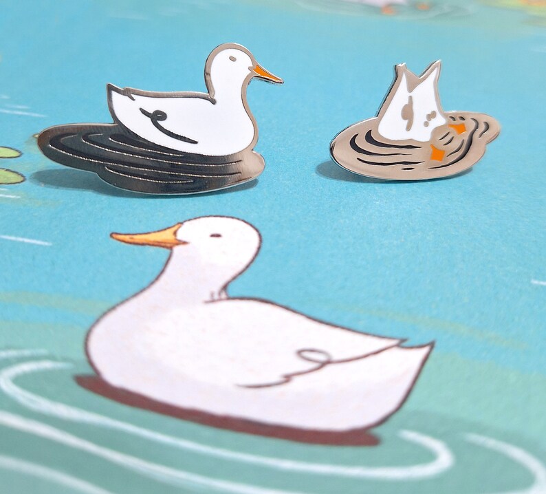 Duck and Dive Cute Duck Pond Hard Enamel Pins - Etsy