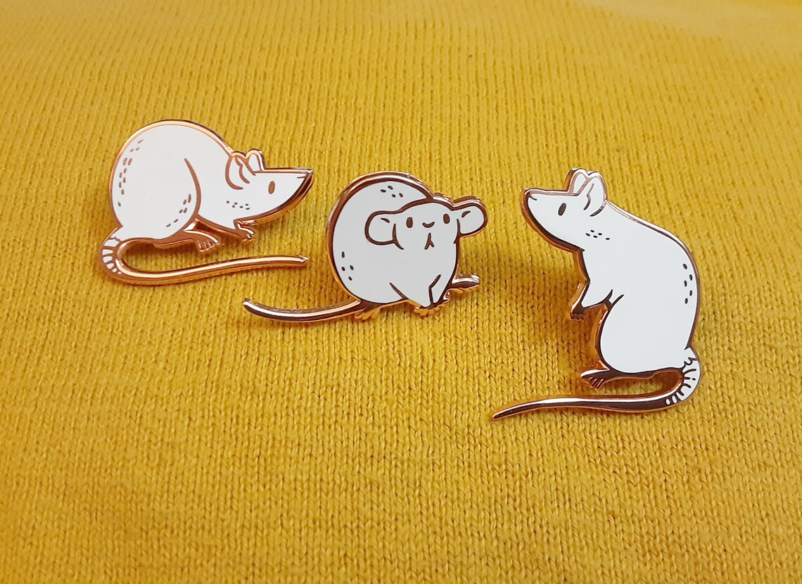White Dumbo Rat Hard Enamel Pin - Etsy