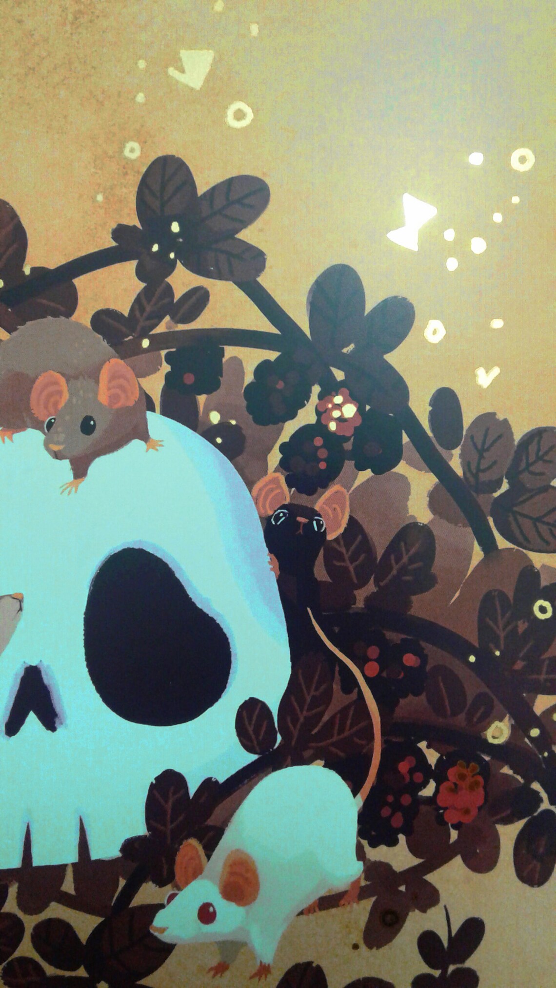 Bramble Mice and Skull Square 8x8 Art Print With Gold Foil - Etsy