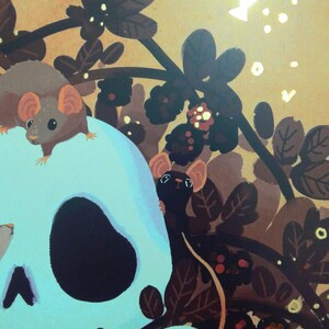 Bramble Mice and Skull Square 8x8 Art Print With Gold Foil - Etsy