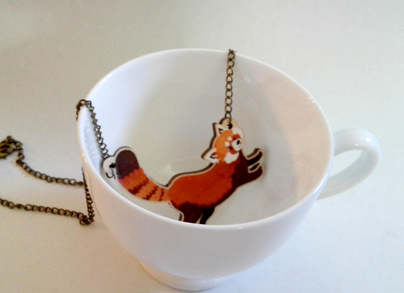 Red Panda Printed Wood Charm Necklace | Etsy