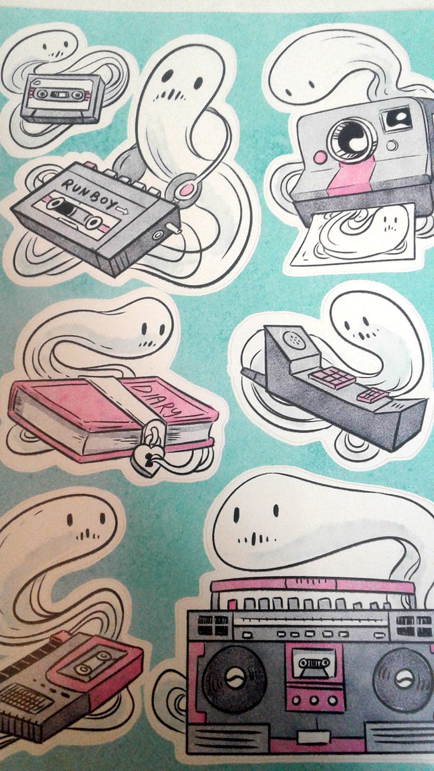 Haunted 80s Retro Dead Format Ghost Sticker Sheet - Etsy Canada