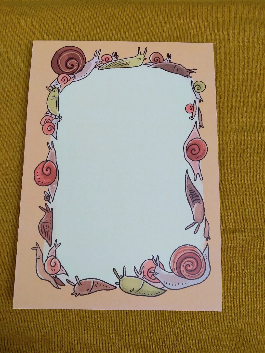 Snail Circle Printed Memo Pad 5x7 Inches - Etsy