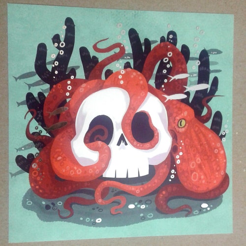 Monarch Skull Square 8x8 Art Print With Gold Foil - Etsy