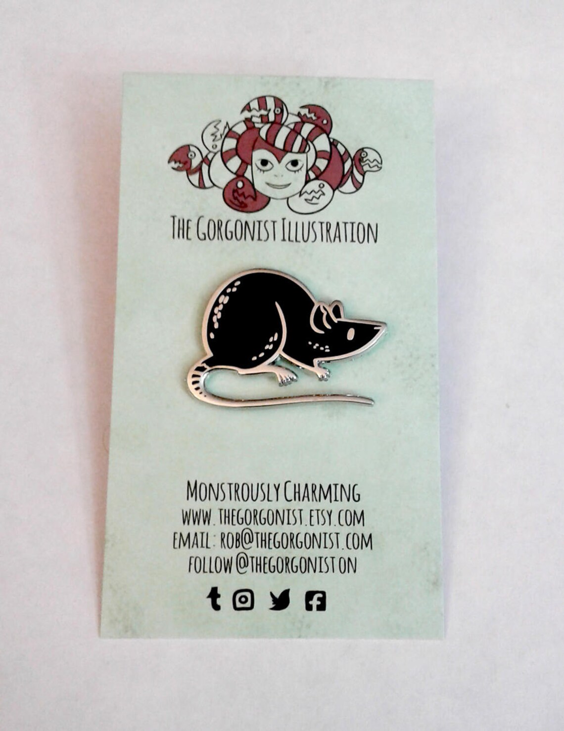 Black Rat Enamel Pin - Etsy
