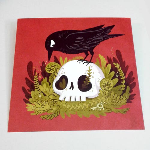 Monarch Skull Square 8x8 Art Print With Gold Foil - Etsy