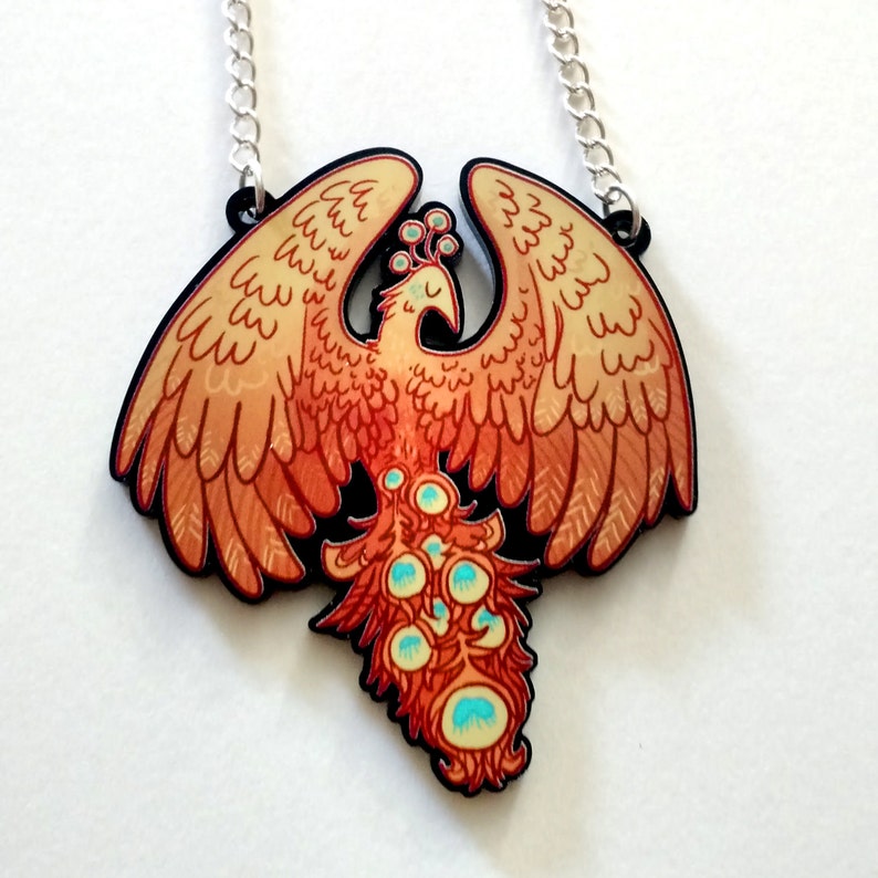 Phoenix Rising Acrylic Charm Necklace - Etsy
