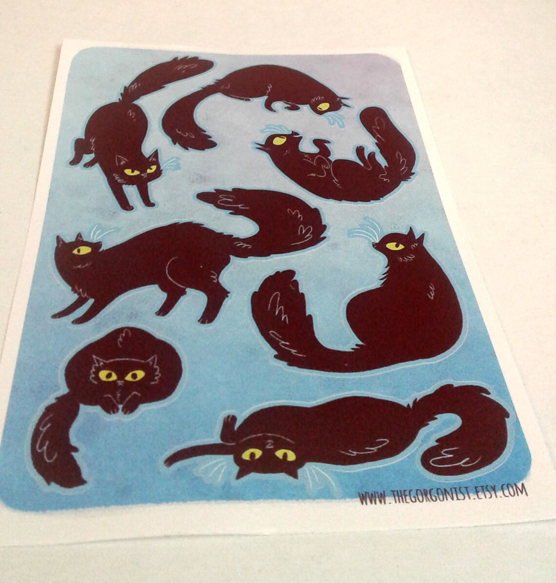 Black Cat Sticker Sheet - Etsy