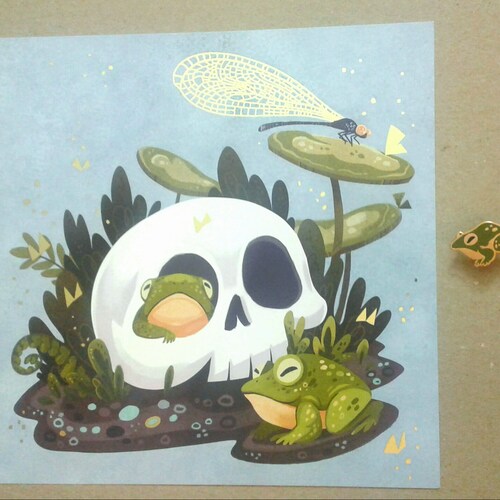 Monarch Skull Square 8x8 Art Print With Gold Foil - Etsy