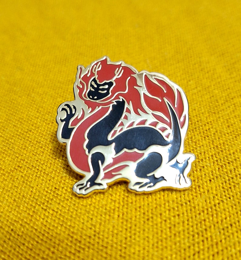Year of the Dragons Gold Metal Red and Black Enamel Pin Set - Etsy