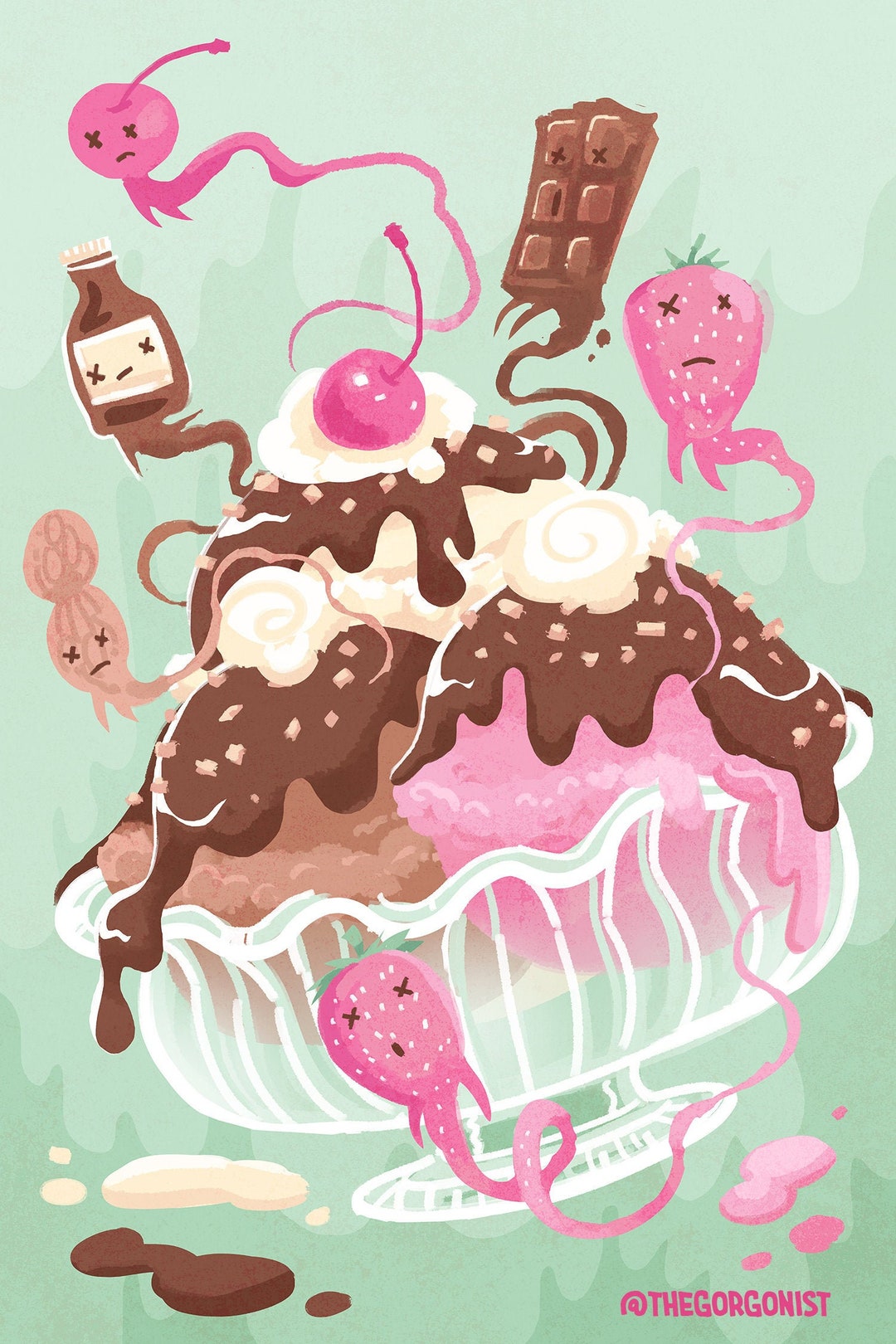 Ice Scream Haunted Sundae 8x12 Art Print - Etsy