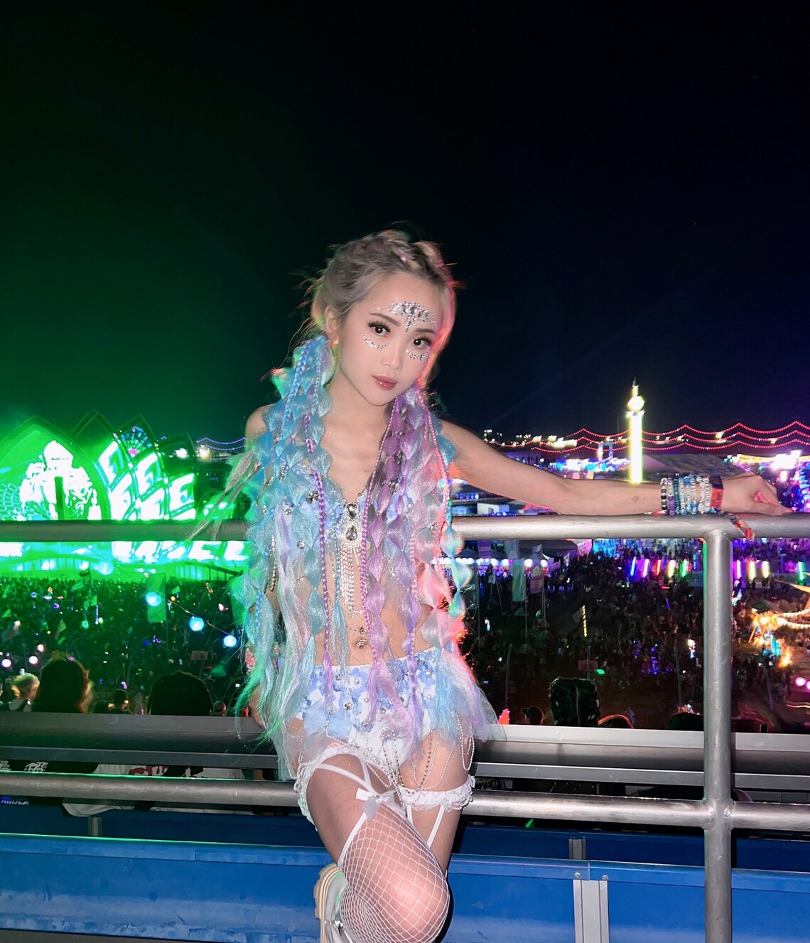 Blue Floral Radiance Rhinestone Rave Outfit Set by RAVEXBEAR - Etsy